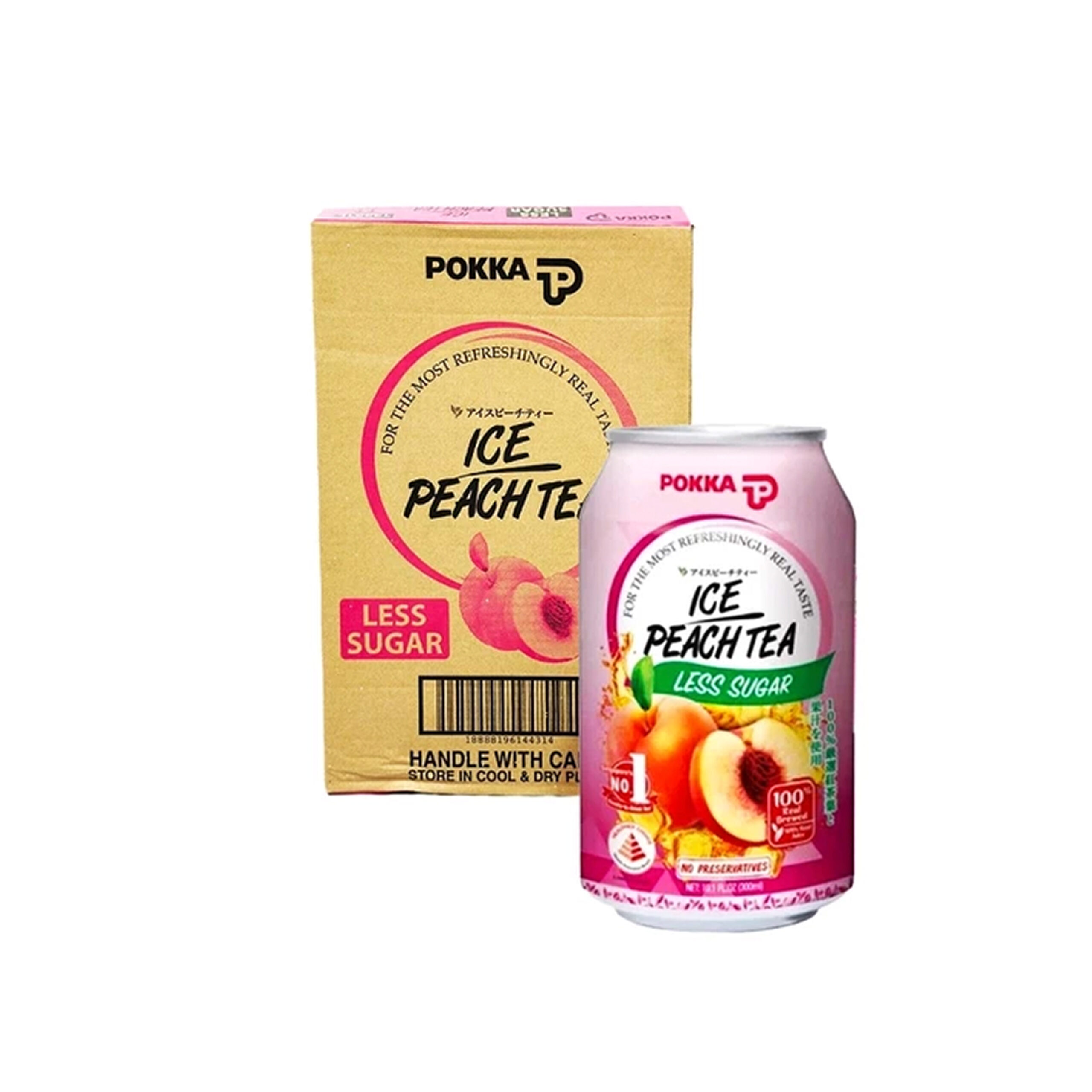 Pokka Ice Peach Tea (300ml x 24) Less Sugar - Three Angels Trading