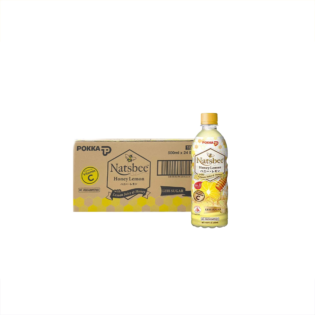 Pokka Natsbee Honey Lemon (500ml x 24) Less Sugar - Three Angels Trading