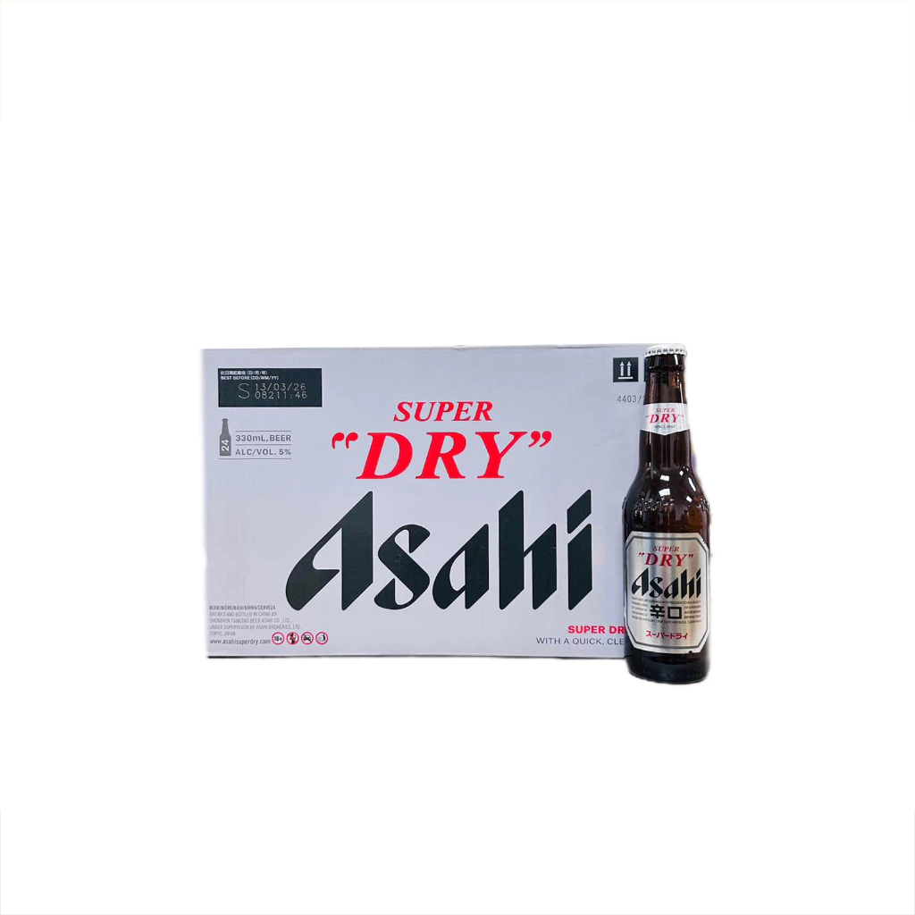 Asahi Super Dry (Pint Bottles) 330ml x 24 - Three Angels Trading